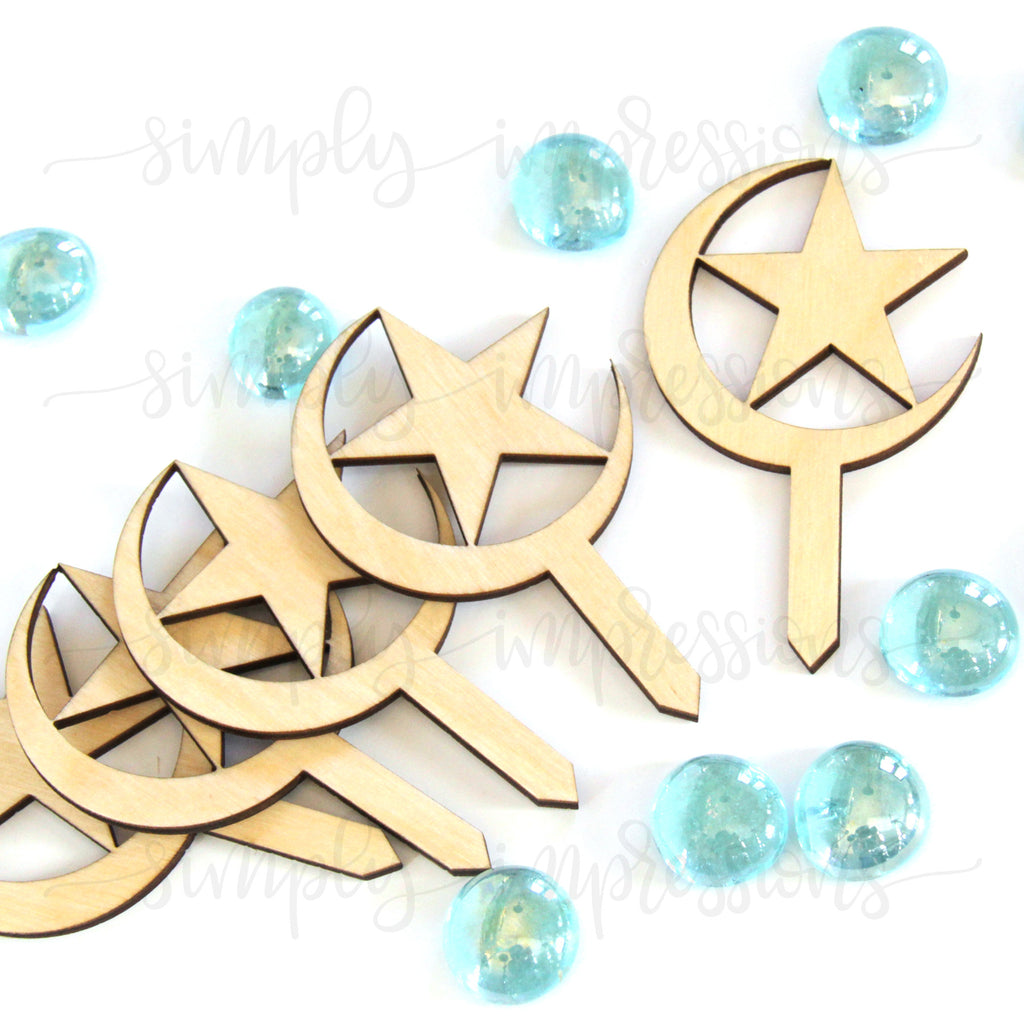 6 Crescent Moon and Star Cake Topper For Ramadan and Eid decorations ...