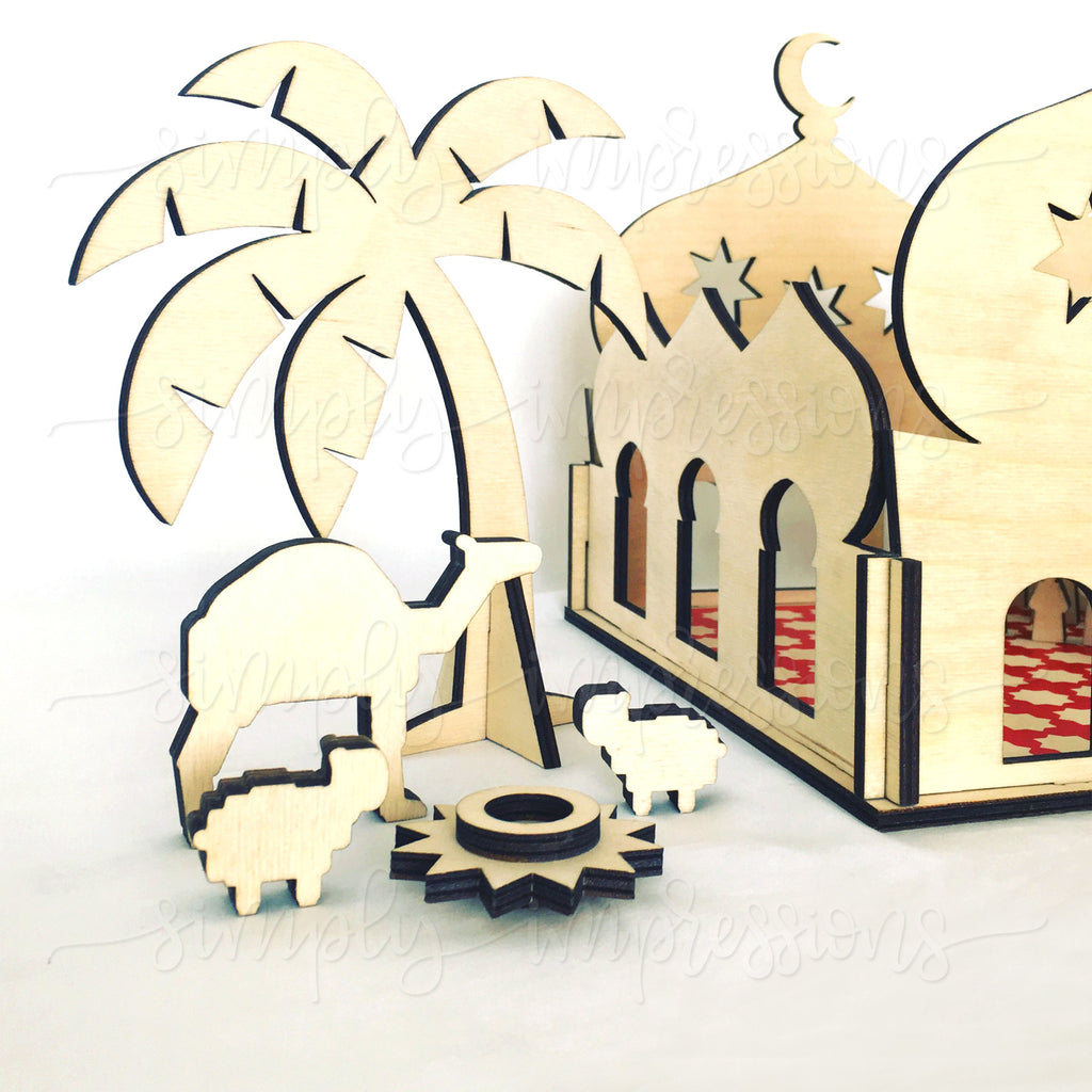 Mini Mosque play and display Masjid wood cutout for children & adults ...